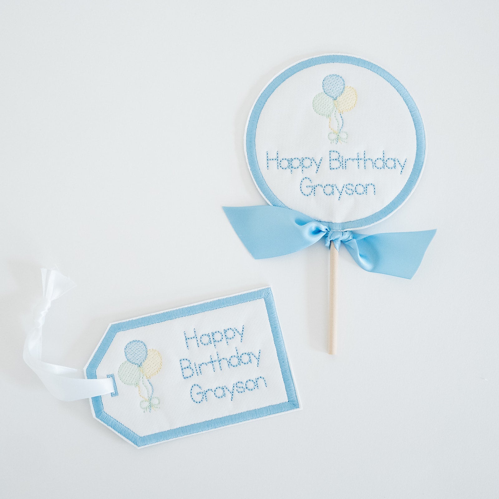 Personalized Happy Birthday Balloon Tag and Topper Set – Namesake ...